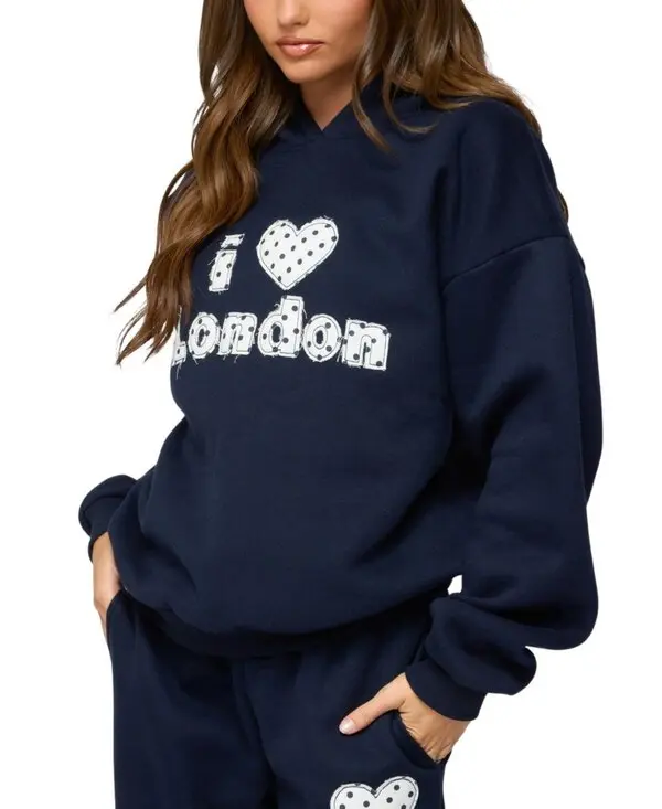 EDIKTED I Heart London Hoodie - Navy