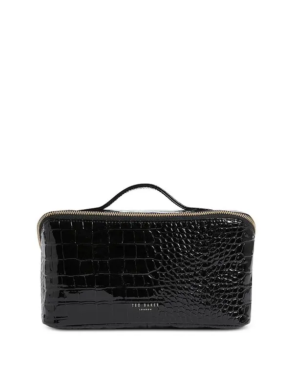 Ted Baker London Vieda Croc Embossed Small Makeup Bag - Black