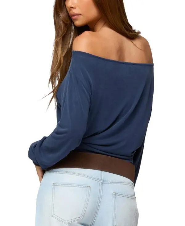 EDIKTED Nannie Off Shoulder Top - Navy