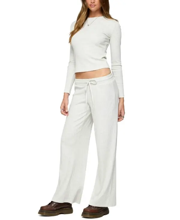 EDIKTED Straight Leg Ribbed Pants