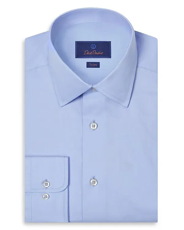 David Donahue Super Fine Twill Trim Fit Dress Shirt - Sky