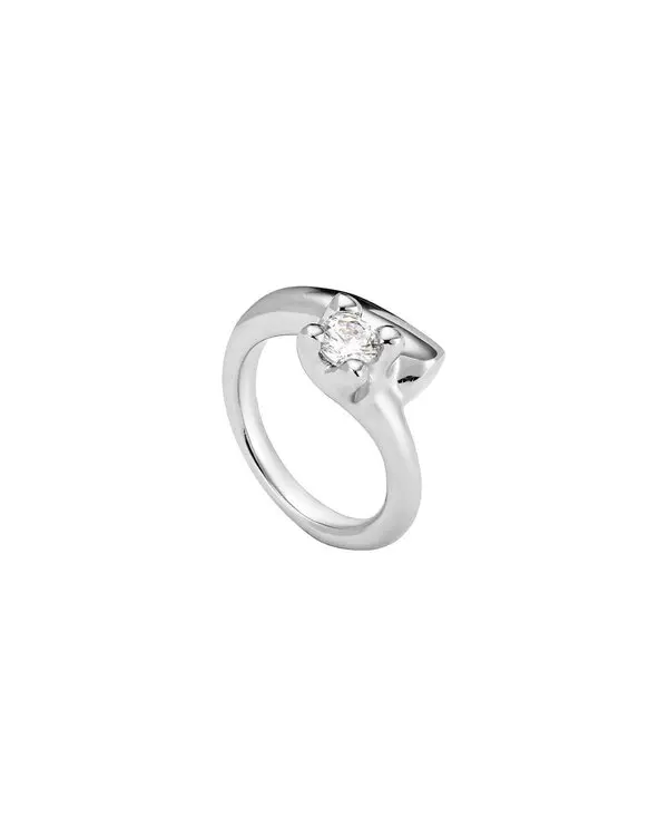 UNODE50 Sterling Plated Ring With White Zirconia - Silver