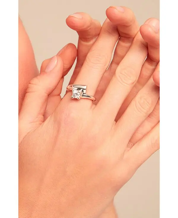 UNODE50 Sterling Plated Ring With White Zirconia - Silver