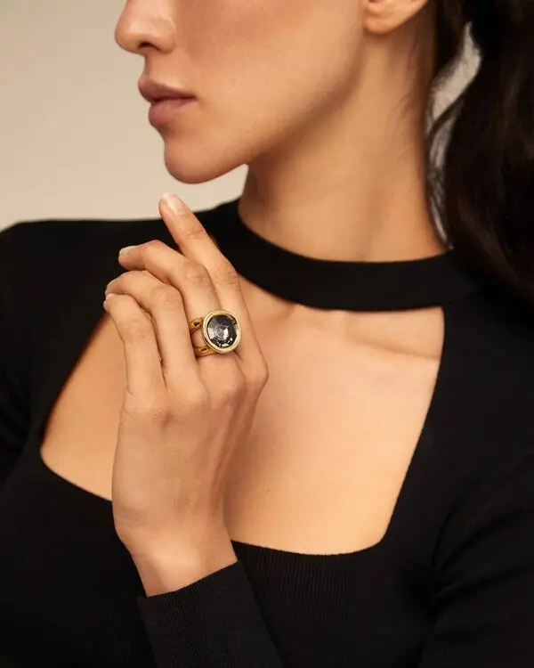 UNODE50 Double Band Sculptural Crystal Ring