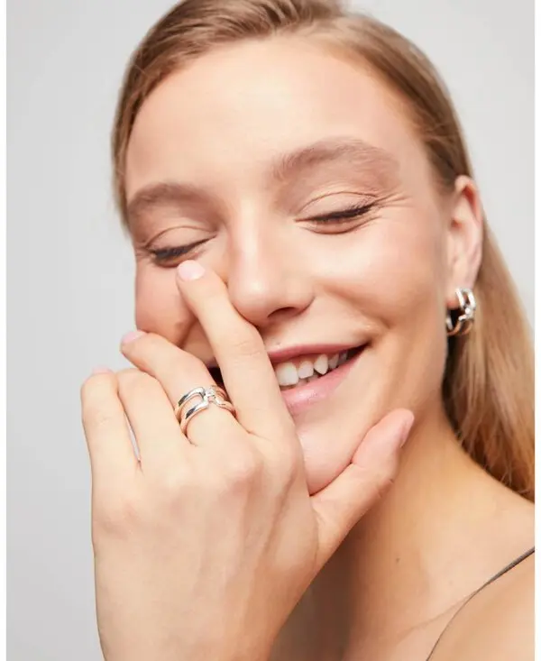 UNODE50 Double Topaz Sterling -plated Ring - Silver