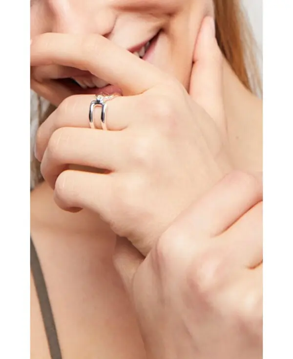 UNODE50 Double Topaz Sterling -plated Ring - Silver