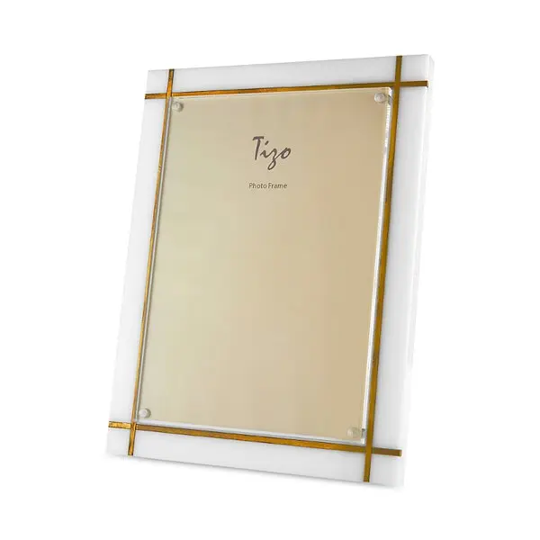TIZO Solid White Lucite Picture Frame With Gold Inlay, 5 X 7 - No Color