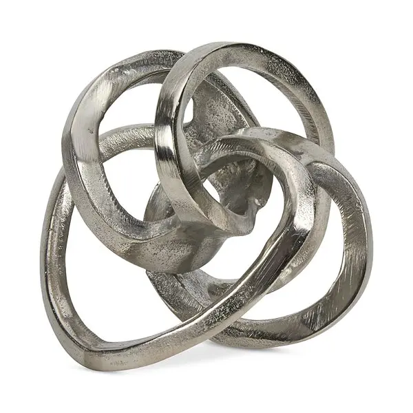 TIZO Silver Tone Metal Knot Sculpture, Small - No Color