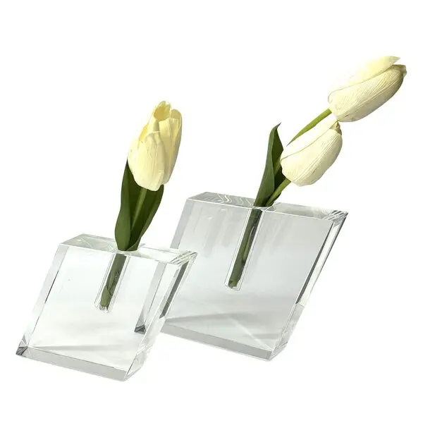 TIZO Crystal Large Angled Bud Vase