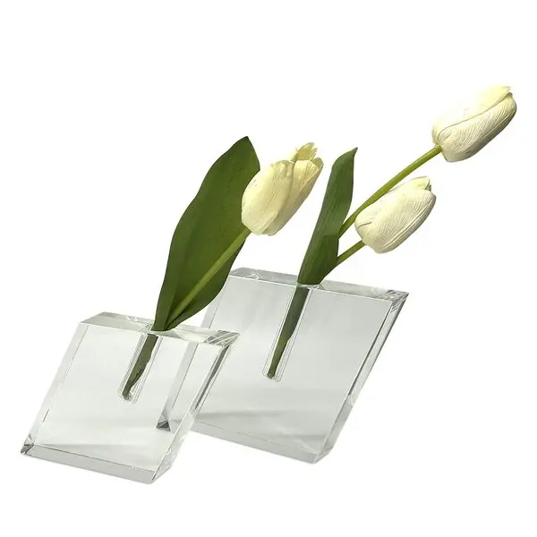 TIZO Crystal Large Angled Bud Vase