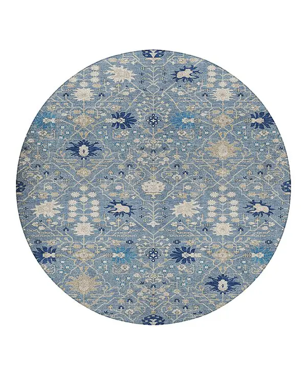DALYN RUG COMPANY Tabrook Washable Tb12 Round Area Rug 8'0 X 8'0 - Blue
