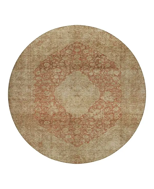 DALYN RUG COMPANY Tabrook Washable Tb13 Round Area Rug 8'0 X 8'0 - Orange