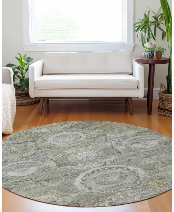 DALYN RUG COMPANY Tabrook Washable Tb14 Round Area Rug 8'0 X 8'0 - Gray
