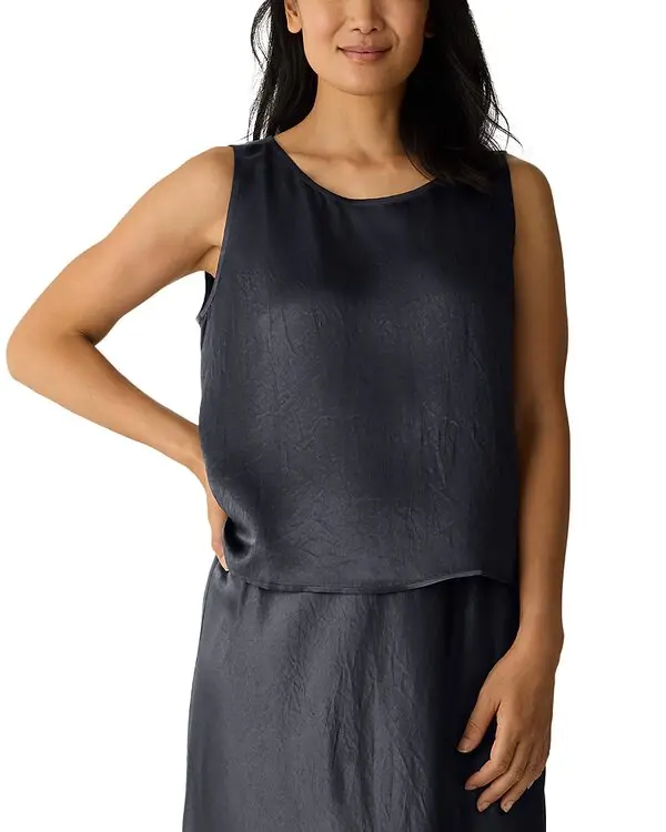 Eileen Fisher Satin Ballet Neck Shell Top - Graphite
