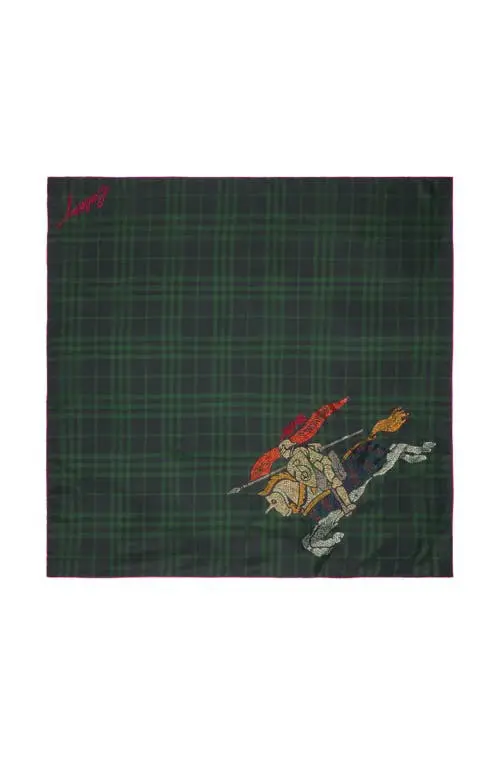 Burberry Crystal Ekd Check Silk Scarf - Brigade Green
