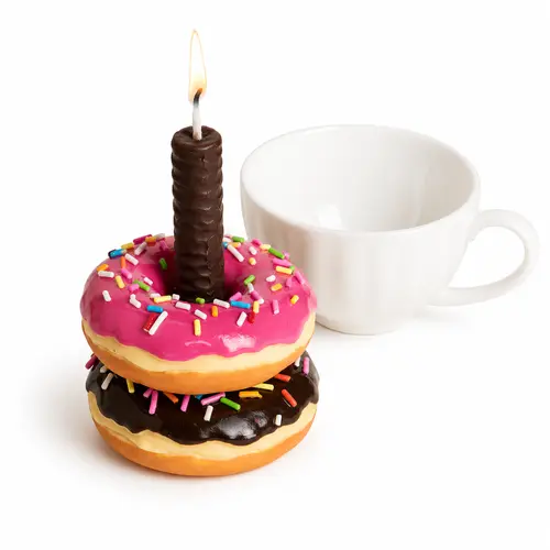 SOUTHLAKE GIFTS Doughnut Candle Set In Teacup - None