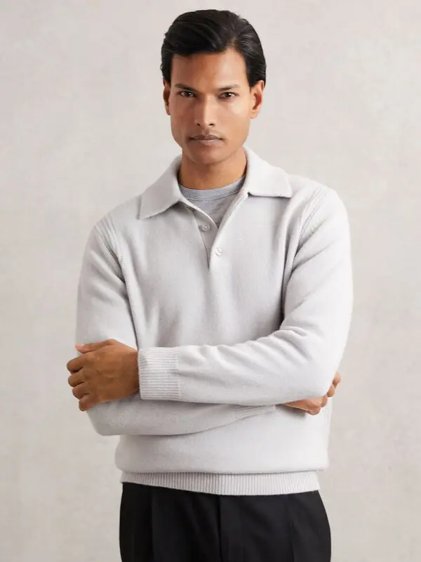 REISS Deansgate Wool-blend Polo Jumper With Cashmere
