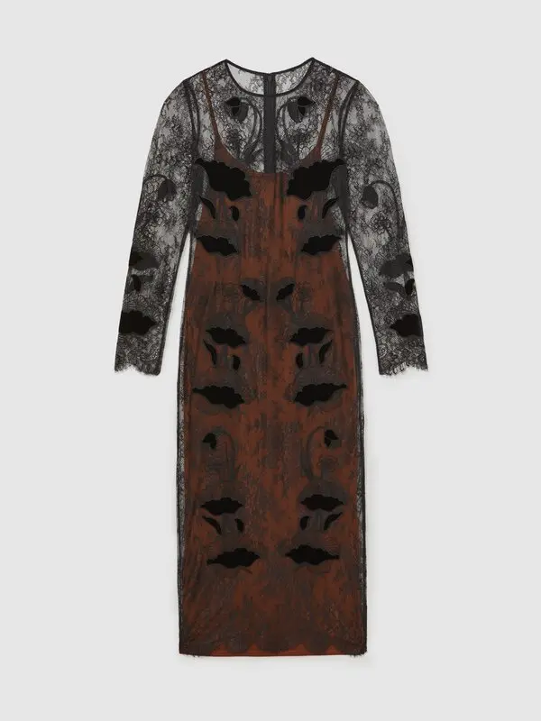 REISS Lulu Lace Overlay Midi Dress