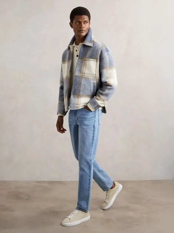REISS Morton Zip-through Check Overshirt