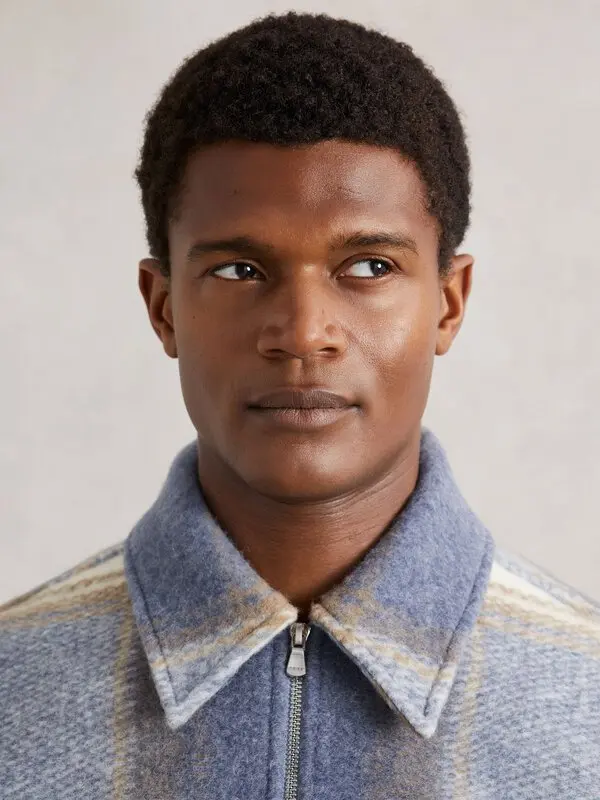 REISS Morton Zip-through Check Overshirt