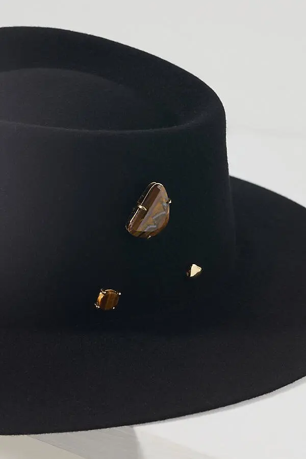 Van Palma Georgina Wool Fedora - Black | Editorialist display picture 2
