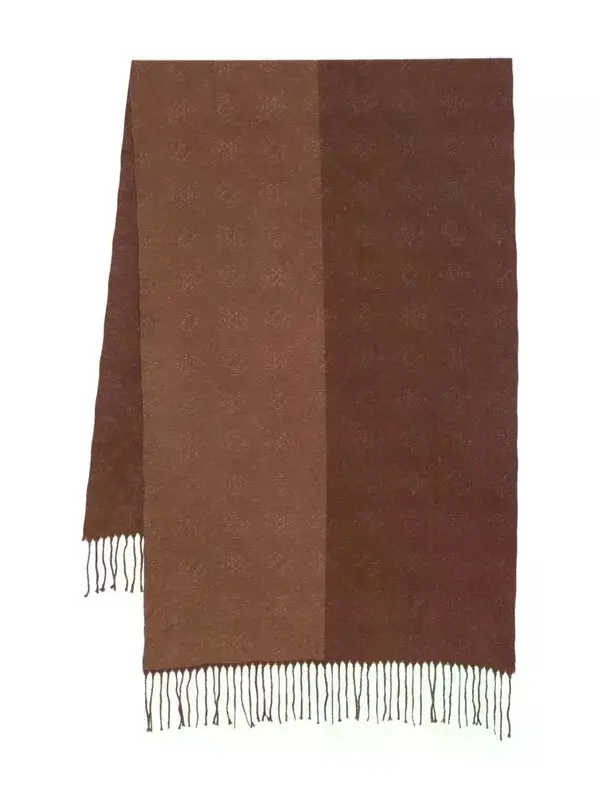 Guess Fringed Patterned Scarf - Brown