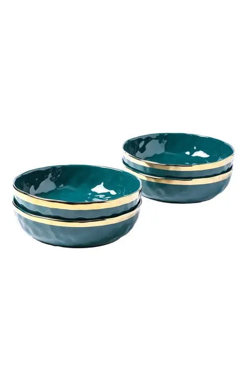 STONE + LAIN Florian Porcelain 4-piece Pasta Bowl Set - Green