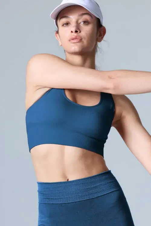 COZY ZERO Tech Merino Mid-support Sports Bra - Poseidon