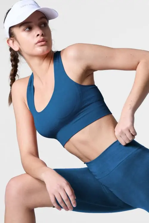COZY ZERO Tech Merino Mid-support Sports Bra - Poseidon