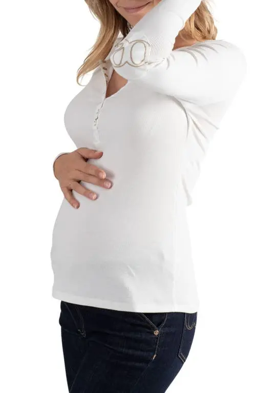 CACHE COEUR Long Sleeve Maternity And Nursing Top - Ivory