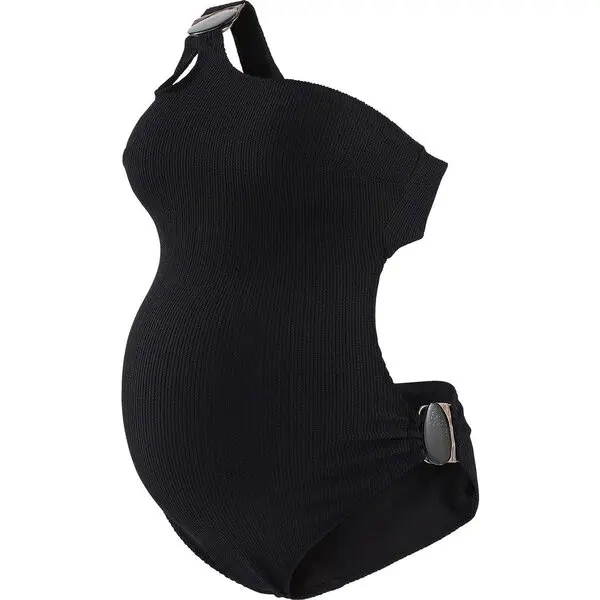CACHE COEUR One-shoulder Maternity Swimsuit With Cut-out Detail - Black