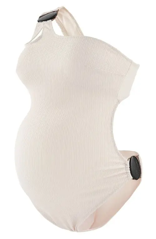CACHE COEUR One-shoulder Maternity Swimsuit With Cut-out Detail - Pearl