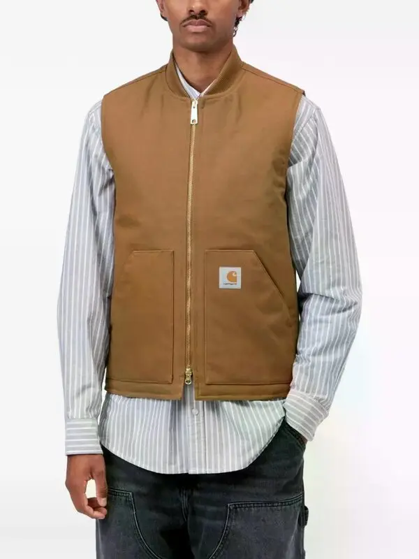 Carhartt Work In Progress Cotton Zip-up Gilet - Brown