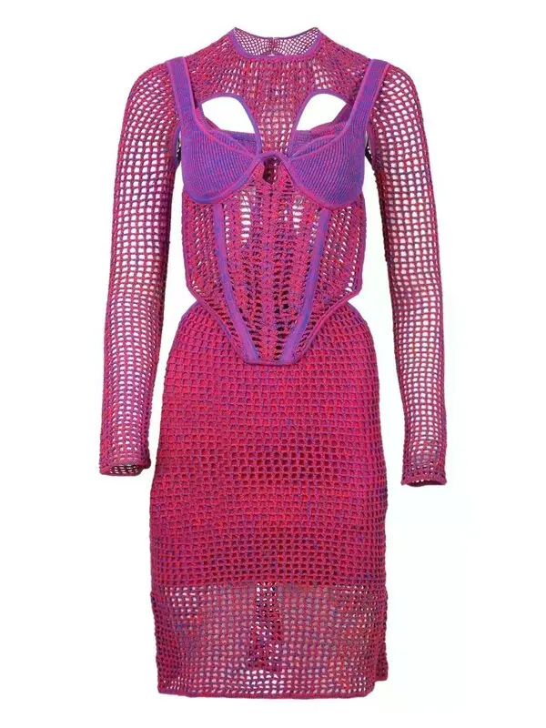 sparkle knit mini dress Classic Glitz Glitter Knit Off-The-Shoulder Mini Dress in Burgundy | Size: M | Knit Fabric main image 0