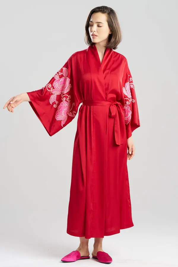 Natori Satin Essentials Embroidered Kimono