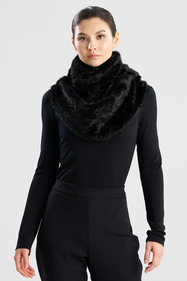 Natori Astrakhan Faux Fur Snood - Black