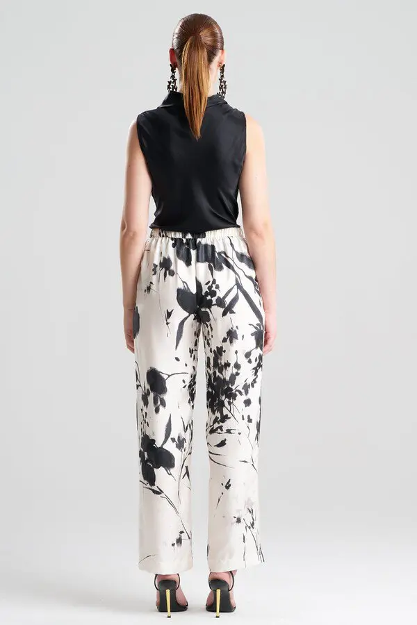 Natori Nara Silk Twill Drawstring Pants