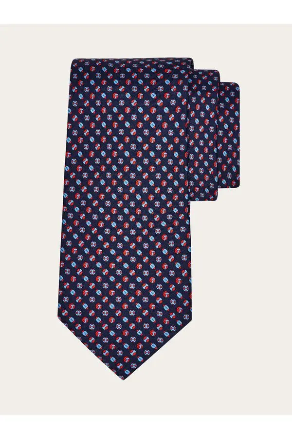 FERRAGAMO Sport Print Silk Neck Tie - Blue