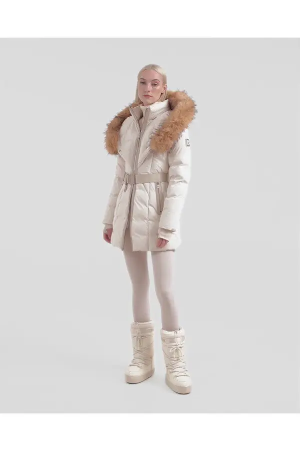 Rudsak Fitted Down Puffer With Faux Fur Trim - White