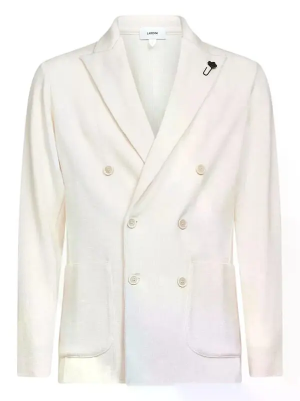 LARDINI Virgin Wool Double-breasted Blazer - White