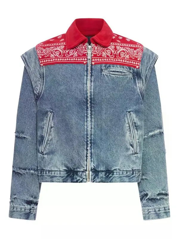 PDF Bandana Panel Denim Jacket - Blue