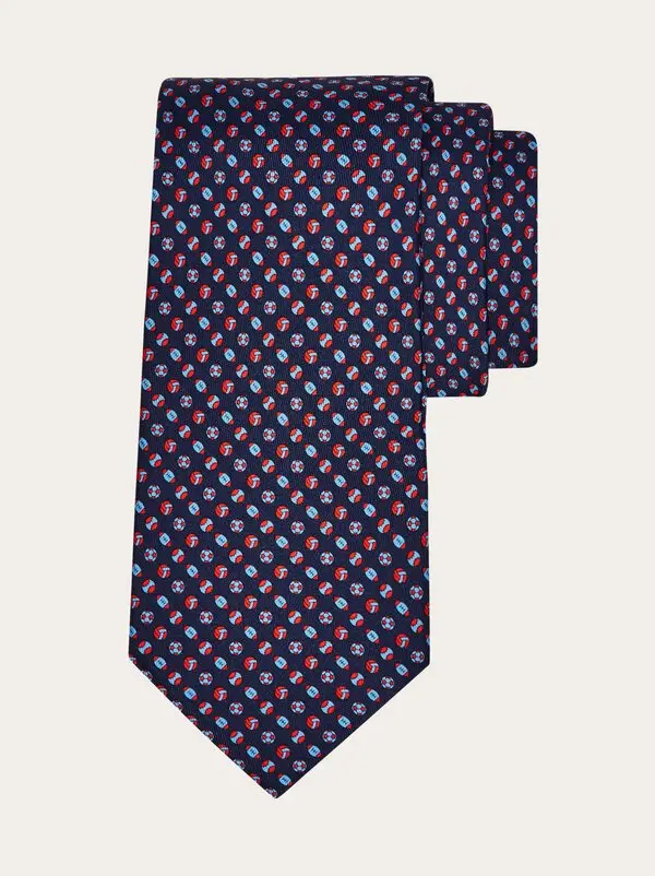 FERRAGAMO Sport Print Silk Tie - Blue
