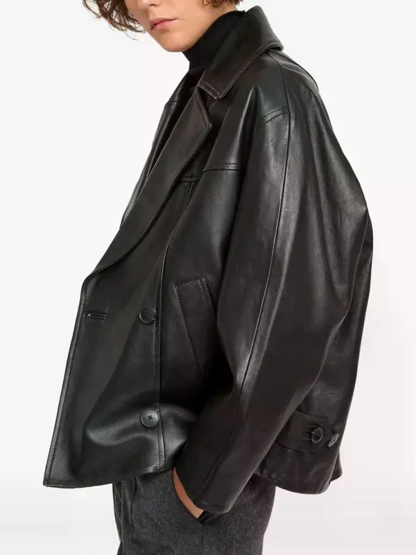 YVES SALOMON Double-breasted Leather Jacket