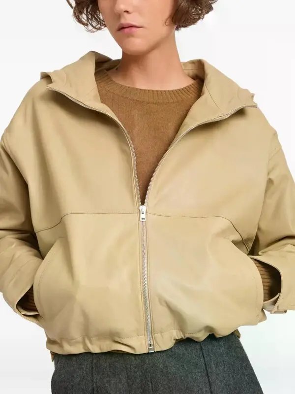 YVES SALOMON Hooded Leather Jacket