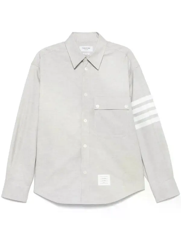 Thom Browne 4-bar Flannel Shirt - Grey