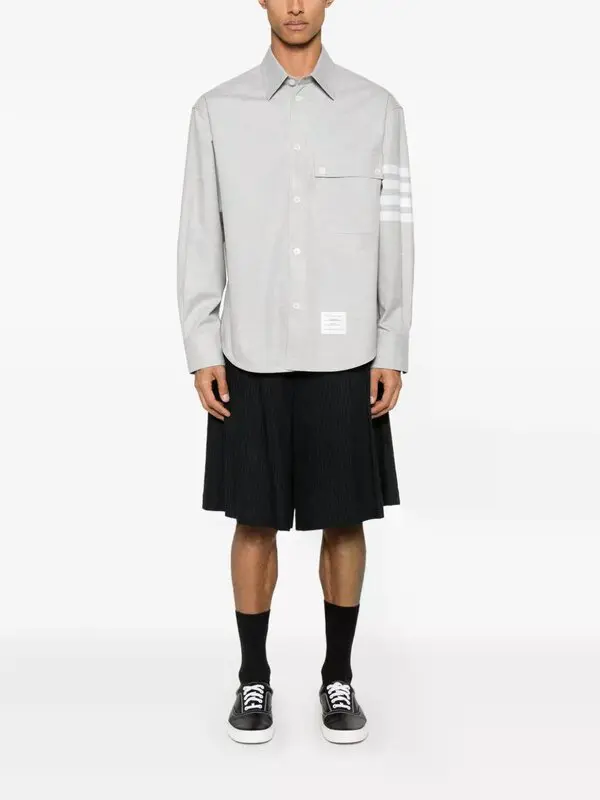 Thom Browne 4-bar Flannel Shirt - Grey