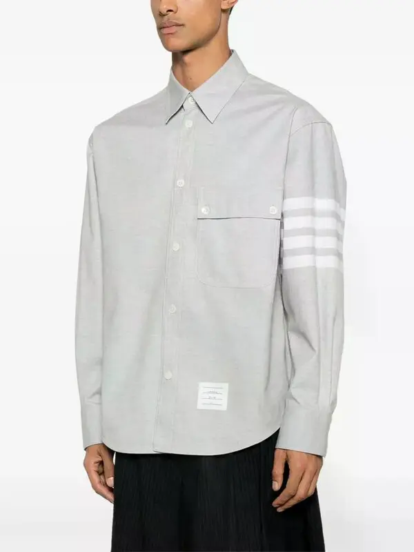 Thom Browne 4-bar Flannel Shirt - Grey
