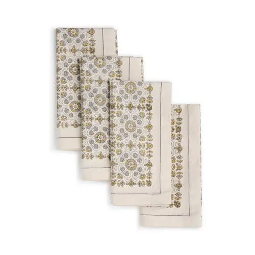 SUSTAINABLE THREADS Hand Block Printed Napkinsset Of 4 - Lily