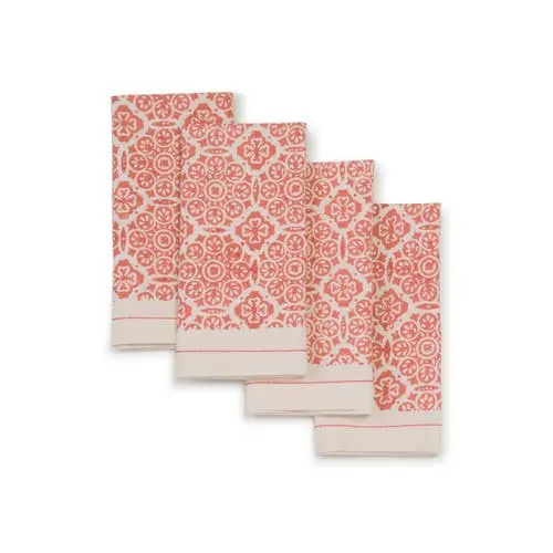 SUSTAINABLE THREADS Hand Block Printed Napkinsset Of 4 - Mosaic Rose