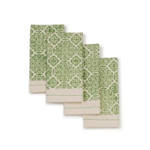 SUSTAINABLE THREADS Hand Block Printed Napkinsset Of 4 - Mosaic Sage